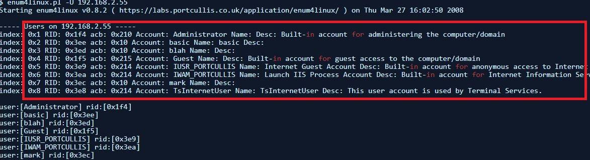 Extract info from Windows Machine using ENUM4LINUX - Impreza Host